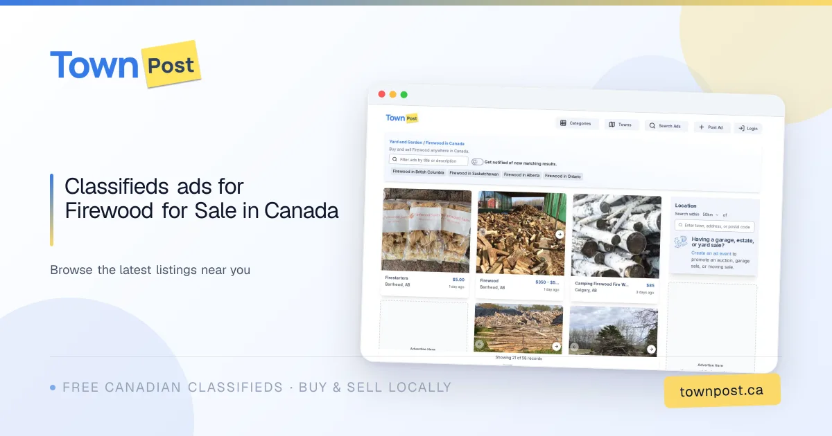 Classifieds ads for Firewood for Sale in Canada · TownPost